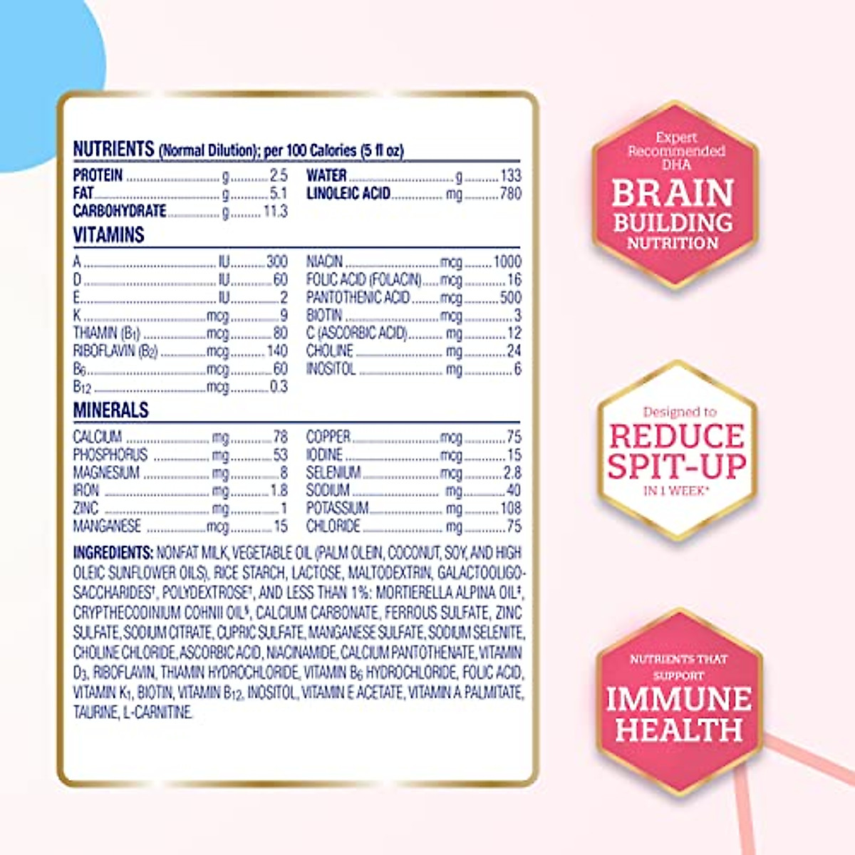 Enfamil A.R. 48 bottles (2 fl oz each), Ready to Feed Baby Formula Bottles, reduces spit up in 1 week, Omega 3 DHA & Iron, thickened with rice starch