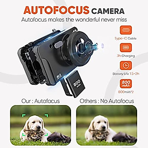 ESOXOFFORE Digital Camera for Teens,2.7K 40MP Autofocus Vlogging Camera with 180 Degree Flip Screen,16X Digital Zoom Compact Portable Video Camera for 8-15 Year Old Kids Student Boys Girls (Black)