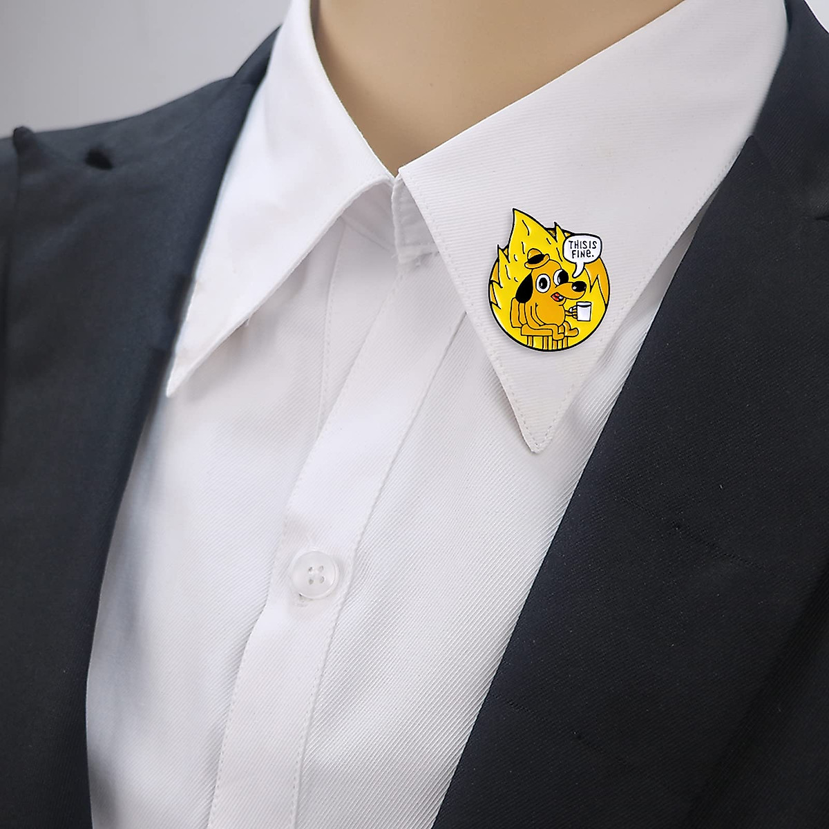 Pugest Niche Enamel Pins Funny Pins - This Is Fine Dog Pins, Unique Anime Pin, Cute Coffee Tea Pins for Jacket Cotton Shirt Skirt Cotton Canvas Bag Denim Jacket (1pc style1)