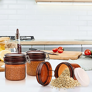 3 Pack 220ml Amber Storage Jar Plastic Sealed Container Wide Mouth Refillable Bottle Pot with Rotating Buckle Airtight Lid for Facial Mask Cosmetic Spices Candy Tea Coffee Bean