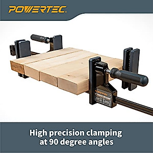 POWERTEC 71368 24-Inch Parallel Clamps for Woodworking | 90 Degree Heavy Duty Steel Bar Jaw Clamp Spreader Tool | 2PK