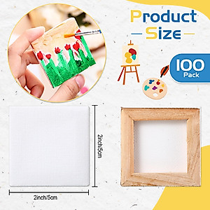 Mini Canvas Panels Small Stretched Canvas Blank Canvas Boards for Painting Square Canvases for Painting Teenagers Art Kids Craft Oil Acrylics (100 pcs,2 x 2 Inch)