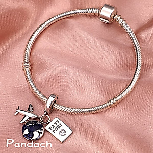 Pandach 925 Sterling Silver Charms for Bracelets and Necklaces Travel Round The World Beads Charms Relaxation Dangle Pendant,Jewelry Beads Gifts for Women