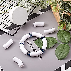 Spritewelry 155pcs/500g Opaque Acrylic Beads Tube Beads Spacer Plastic Curved Noodle Slide Beads Lined Loose Beads Large Hole Beads White for Bracelet Jewelry Making Craft Supplies 34.5mm, Hole: 3.5mm