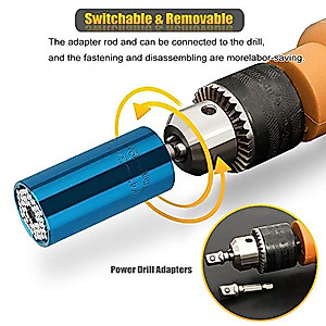 2 Sets Universal Wrench Socket Gifts for Men, 1/4 to 3/4 inch Universal Grip Ratchet Tool Sets with Power Drill Adapter, Best Unique Gadgets for Men Handy DIY Tools Dad Father Husband Boyfriend Him