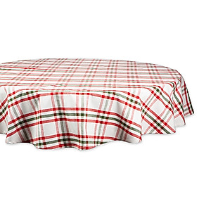 DII Jolly Christmas Tree Collection Holiday Table & Kitchen Décor, Tablecloth, 70" Round, Christmas Plaid