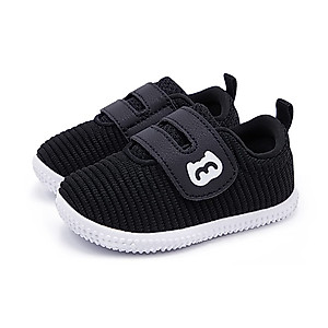 BMCiTYBM Baby Walking Shoes Girls Boys Sneakers Infant Shoes 6 9 12 18 24 Months Black Size 12-18 Months Toddler