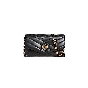 Tory Burch Women's Kira Chevron Chain Wallet, Black, One Size
