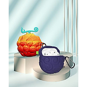 [2Pack] Fruit Cover for AirPods Case Cute,3D Cartoon Silicone Protective Accessories Set Kit for Devil Fruit AirPo 1st /2nd Generation Case for Boy Girl(Purple&Red Yellow Devil Fruit)