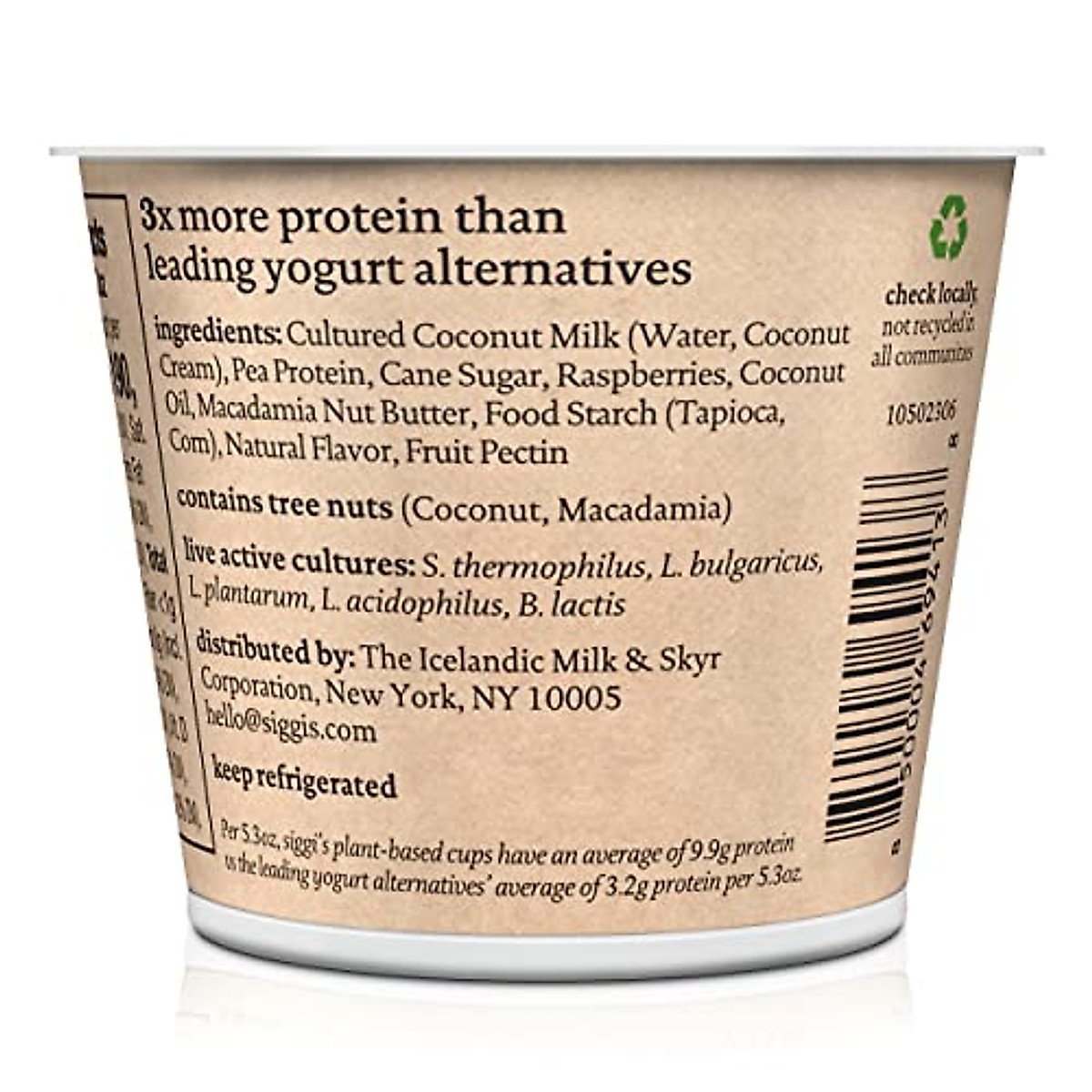 siggi's Plant-Based Coconut Blend, Raspberry, 5.3 oz. Cup – Single Serving Dairy Free Snack, More Protein Than Sugar