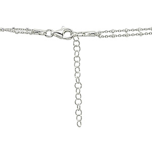 Hoops & Loops 925 Sterling Silver Italian Double Strand Dainty Beads Chain Choker Necklace for Women Teen Girls, 13" + 3" extender.