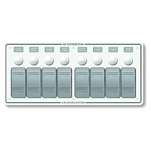 Blue Sea Systems 8271 Contura Water Resistant 12V DC Circuit Breaker Panel - White 8 Position