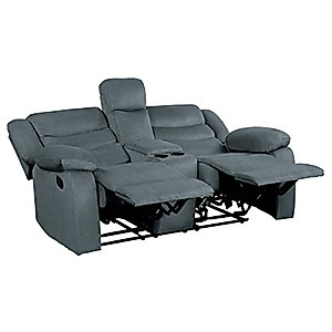 Homelegance 70" Manual Double Reclining Loveseat, Gray