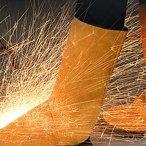 Leather Welding Spats Welder Shoe Protector, Welding Safety Shoes Protectors, Welding Gaiters, Fire Resistant Boot & Shoes Covers, Heat and Abrasion Resistant Welder Protective Foot Covers (1 Pair)