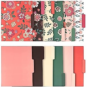 12 Pack Decorative Flower File Folders with 1/3 Cut Tab, Pretty Letter Size 3-Tab Floral Office Supplies (9.5 x 11.5 in)
