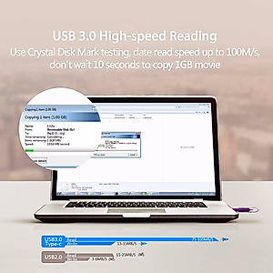 leizhan 256GB USB Flash Drive Type C Phone Picture Stick 3.0 Compatible with HTC 10, Huawei P20, Samsung Galaxy S10, S9, Note 9, S8, S8 Plus, Purple