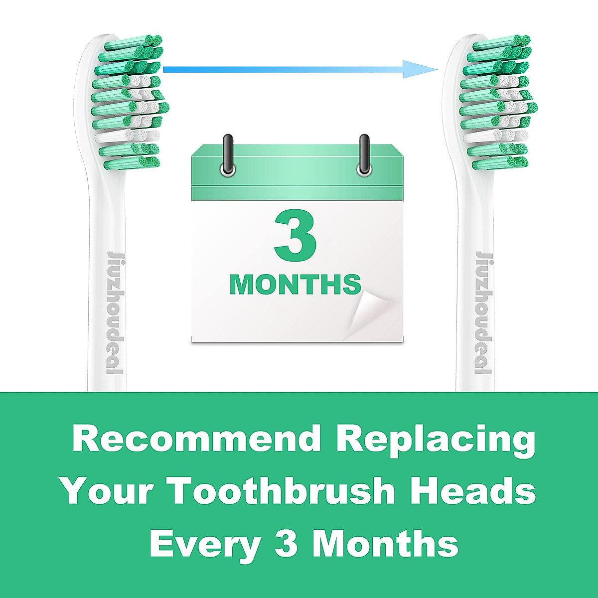 Jiuzhoudeal Replacement Toothbrush Heads for Philips Sonicare E-Series, Compatible with Sonicare Essence, Elite, Advance, CleanCare Screw-on Electric Toothbrush HX7022/66, 6 Pack