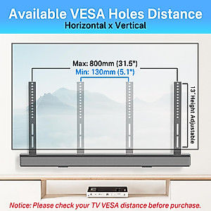 Sound Bar Mounts Under TV for Samsung, Vizio, Bose, LG and More Soundbar TV Mount with Remote Holder - Height Adjustable Soundbar Mounting Bracket Under TVs Hold Up to 35 Lbs