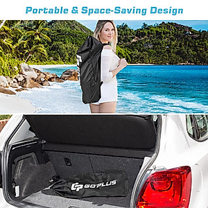 Goplus Inflatable Round Gymnastic Mat, 8” Thick Air Roller Tumbling Exercise Training Mat with Electric Air Pump, Waterproof Durable Air Spot Air Mat Set Yoga Floor Mat for Home Gym School (Blue)