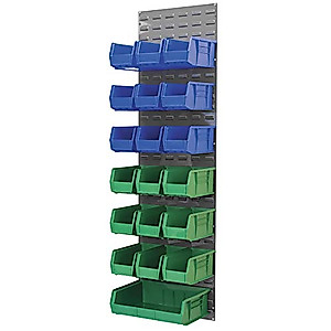 Akro-Mils 30118 Heavy Duty Wall Mount Garage Storage Steel Louvered Panel | Wall Storage Bin Hanging Organizer System for AkroBins, 18-Inch W x 61-Inch H, Grey, Single