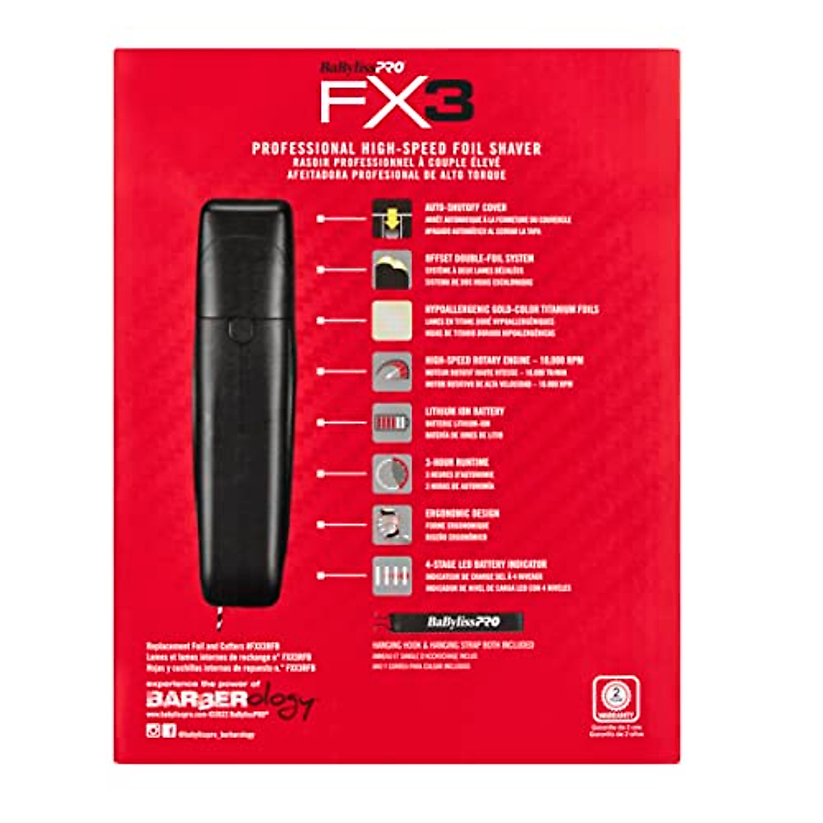 BaBylissPRO Barberology Double Foil Shaver FXX3SB FX3 Professional High-Speed Electric Shaver