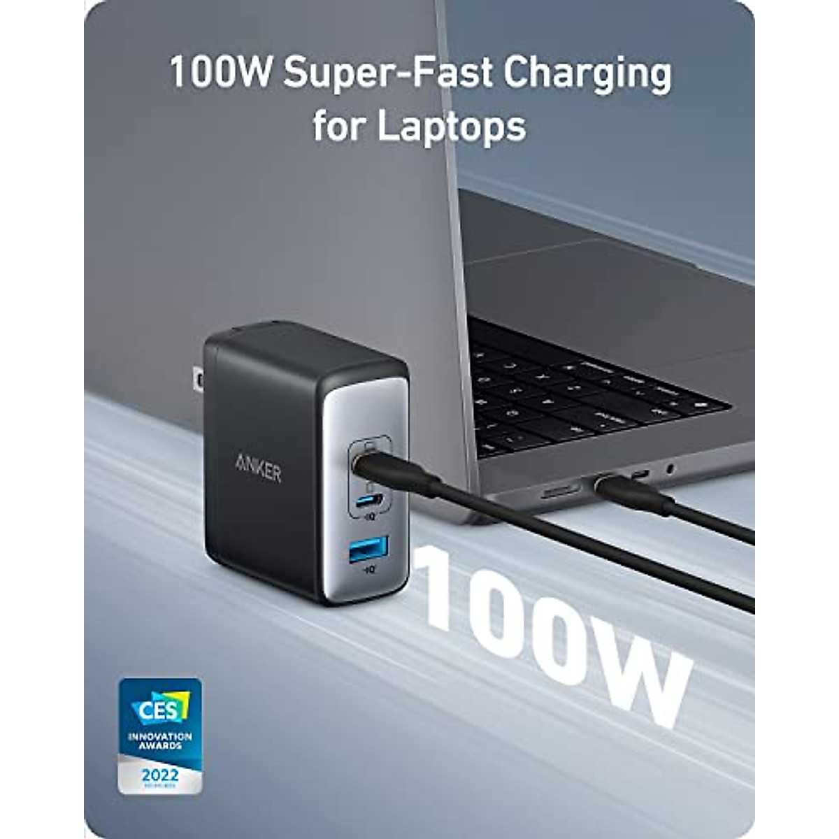 Anker 100W USB C Charger, 736 Charger (Nano II 100W), 3-Port Fast Compact Wall Charger, USB C Cable, Anker New Nylon USB C to USB C Cable (6ft 60W, 2-Pack, USB 2.0)