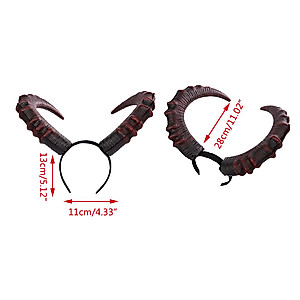 Gothic Halloween Cosplay Headwear Realistic Black Red Long Devils Horn Headband Carnival Party Bandana Hairband