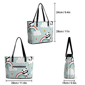 Womens Handbag Panda Patterns Leather Tote Bag Top Handle Satchel Bags For Lady