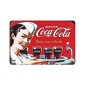 ZOMOY Coca-Cola Waitress Metal Tin Sign Vintage Metal Sign Retro Tin Sign Wall Art Poster Wall Signs For Bars Cafes Pubs Men Caves