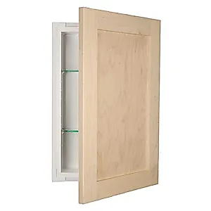 Florida Breeze Cabinets Fieldview Shaker Style Frameless Recessed Solid 14 x 18 Medicine Cabinet, Unfinished Wood