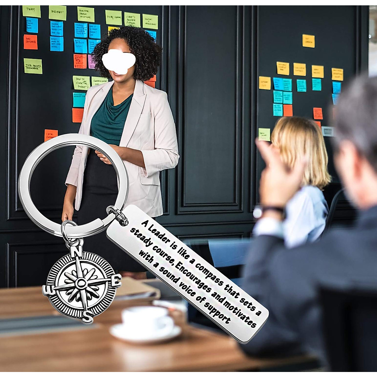 FOTAP Boss Gift A Leader Is Like A Compass That Sets A Steady Course,Encourages And Motivates With A Sound Voice Of Support Keychain Appreciation Gift for Supervisor, Mentor (Leader Keychain)