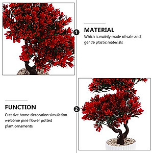 Happyyami Artificial Bonsai Tree, 1 Pcs Red, Plastic, 220g
