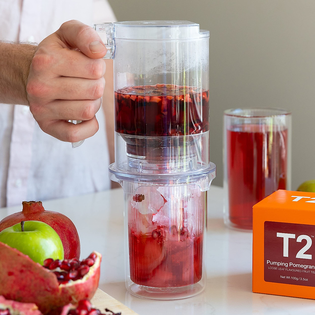 T2 A30000164 Teamaker Infuser and BPA-Free Plastic, Loose Leaf Tea Maker, 500ml, Clear