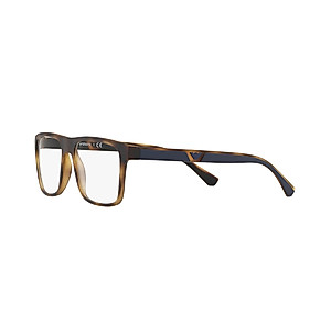 Emporio Armani Men's EA4115 Prescription Eyewear Frames with Two Interchangeable Sun Clip-Ons Rectangular, Matte Havana/Clear/Brown Gradient/Blue Mirrored, 54 mm