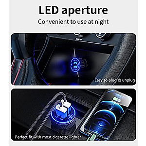 KEWIG Car Charger, 36W 3A Fast Car Charger Adapter, Dual QC3.0 USB Car Charger Fast Charge with Blue LED & ON/Off Switch