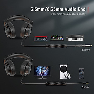 FIFINE USB Studio Recording Microphone 3.5mm/6.35mm Monitor Headphones for Podcast, Computer Mic with Mute Button, Four Pickup Patterns for Vocals ASMR, Black Headphones (K690+H8)