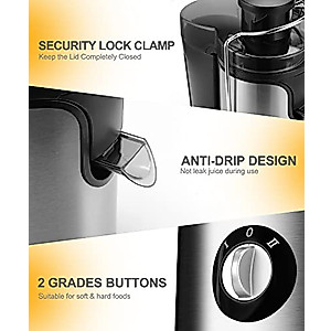 Juicer Machine, 600W Juicer with 3.5” Big Mouth for Whole Fruits and Veg, Juice Extractor with 3 Speeds, BPA Free, Easy to Clean