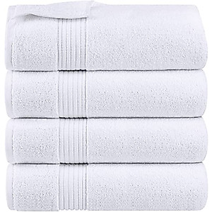 Utopia Towels - Bath Towels Set - Luxurious 600 GSM 100% Ring Spun Cotton - Quick Dry, Highly Absorbent, Soft Feel Towels, Perfect for Daily Use (Pack of 4) (27 x 54, White)
