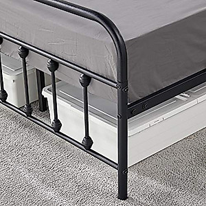 Yaheetech Classic Metal Platform Bed Frame Mattress Foundation with Victorian Style Iron-Art Headboard/Footboard/Under Bed Storage/No Box Spring Needed/Twin Size Black