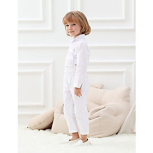 A&J DESIGN Baptism Outfits for Boys Toddler Christening Clothing Formal Gentleman Dress Suit 4-5T White