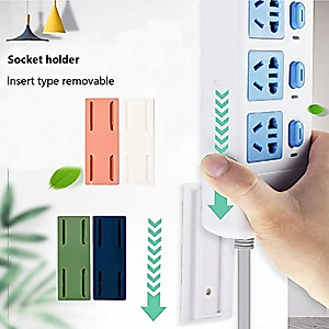 8 Pcs Adhesive Punch-Free Socket Holder - 【New Version】 Self-Adhesive Desktop Socket Fixer, Cable Management Punch Free Surge Protector, Desktop Mobile Plug-in Socket Fixer Bracket Stand (A-8Pcs)