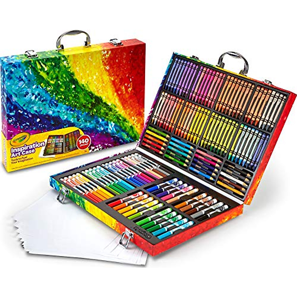 Crayola Inspiration Art Case Coloring Set - Rainbow (140ct), Art Kit For Kids, Includes Markers, Crayons, & Colored Pencils, Easter Gifts & Toys [Amazon Exclusive]