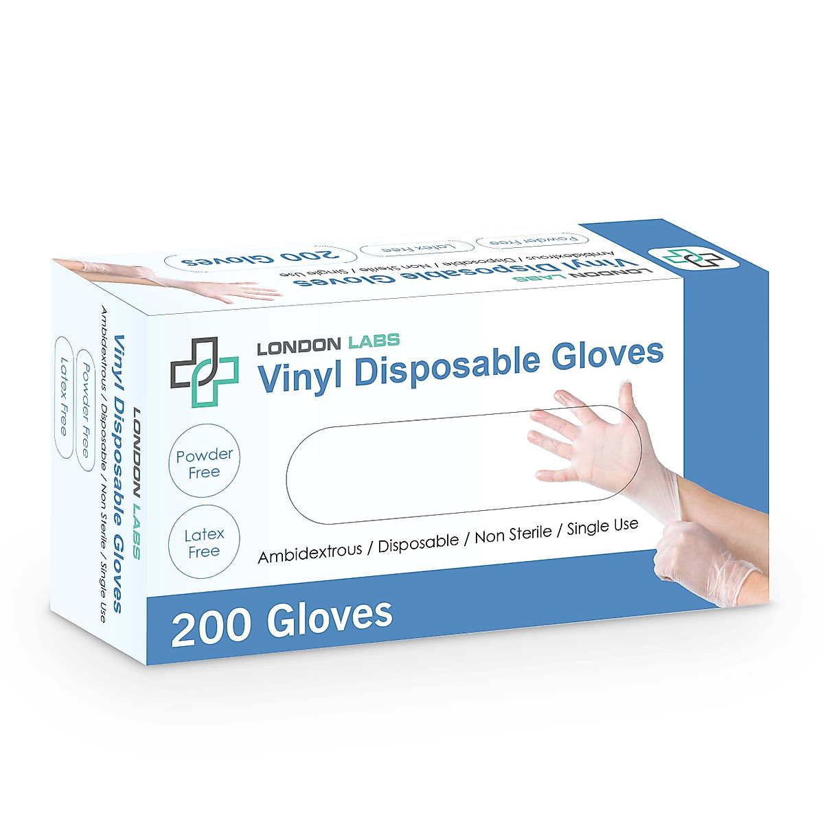 London Labs-Vinyl Disposable Gloves Latex & Powder Free Food Service Grade, Ultra Strong (X-Small, 2000 Count)