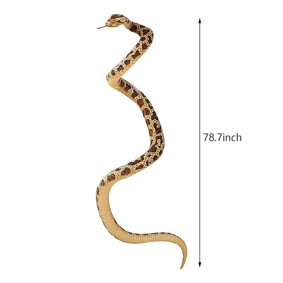 Realistic Animal Stuff Snake, 78 Inch Long Stuffed Animal Plush Snake, Lifelike Snake Stuffed Animals Plush Toy Stuffed Snake Animal Plush Toy Large Snake Plush Toy Gifts for Kids (Brown)