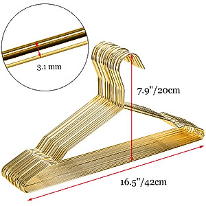 Tosnail 30 Pack 16.5" Stainless Steel Strong Wire Metal Hangers, Heavy Duty Clothes Hangers, Space Saving Closet Organizer - Gold