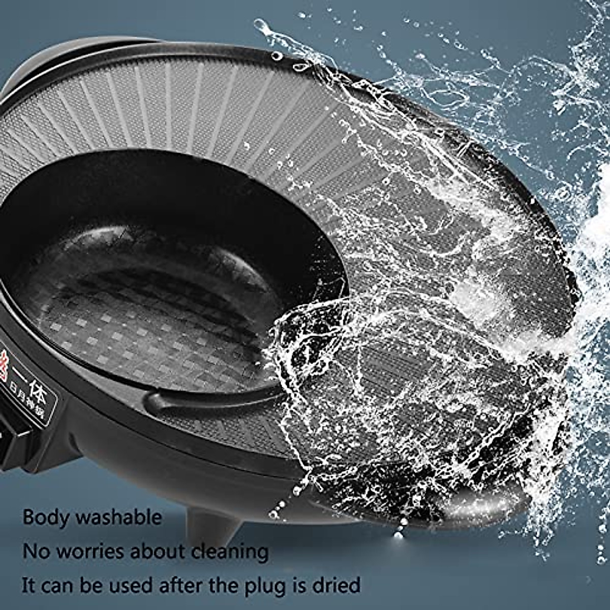 Wgwioo Electric Hot Pot and BBQ Grill, 2 in 1 Multifunction Hot Pot BBQ Integrated Electric Grill Hot Pot, Portable Nonstick Electric Grill, Electric Barbecue Table Top Grill Hot Plate