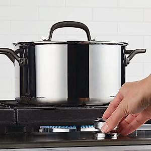 KitchenAid 5-Ply Clad Polished Stainless Steel Stock Pot/Stockpot with Lid, 6 Quart