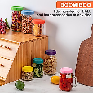BOOMIBOO [16Pack] Intended For Mason Jar Lids,8 Wide Mouth Mason Jar Lids 8 Regular Mouth,Canning Lids,Plastic Jar Lids-Leak-Proof