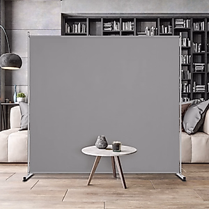 RANTILA Single Large Panel Room Divider, Privacy Screen for Office, Partition Separators, Freestanding Divider 71''W x 71''H, Grey
