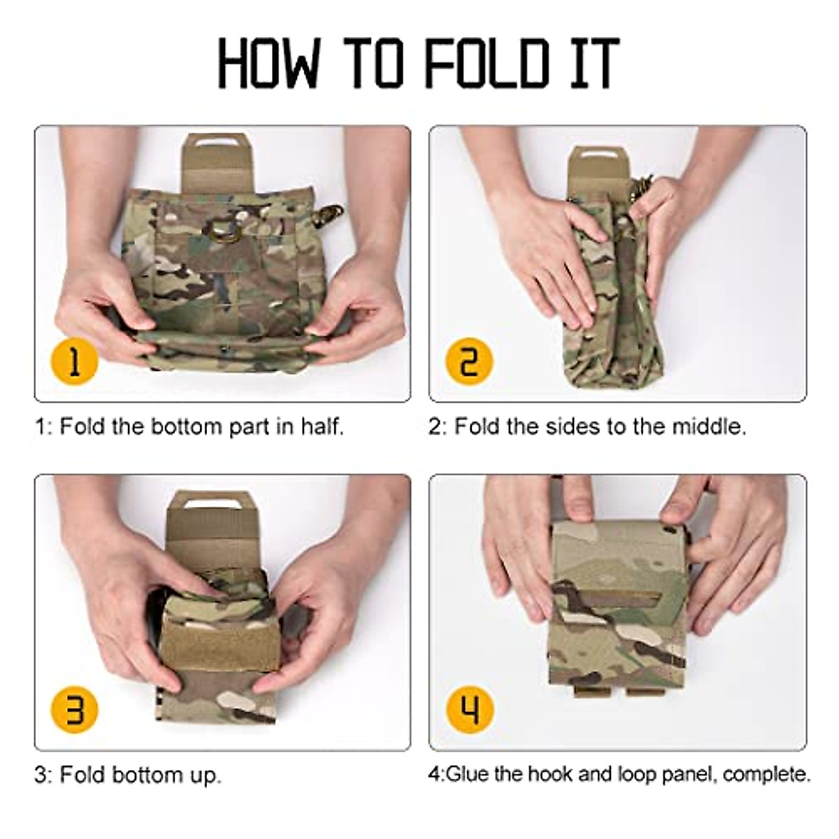 IDOGEAR Molle Dump Pouch Tactical Molle Pouches Foldable Drawstring Mag Pouches for Battle Belt Backpack Utility Folding Dump Pouch Waist Bag (camo)